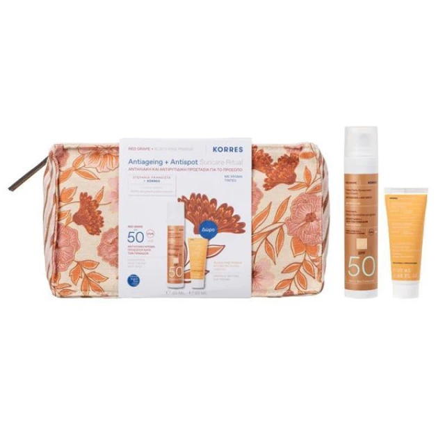 Korres Anti-Ageing And Anti-Spot Suncare Ritual - Red Grape Tinted ...