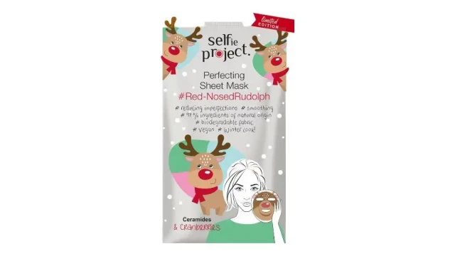 Selfie Project Perfecting Sheet Mask Red Nosed Rudolph Face Mask ...